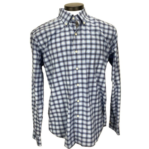 Peter Millar | Shirts | Peter Millar Dress Shirt Mens Large Crown Blue Plaid Long Sleeve Button ...